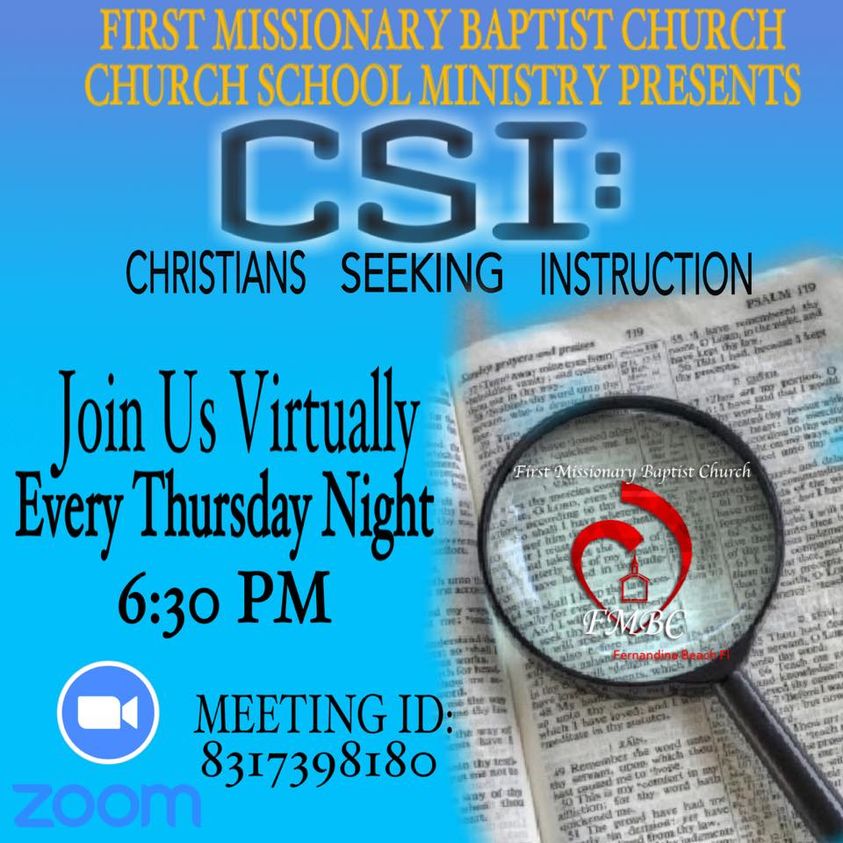 C.S.I Adult Classes - First Missionary Baptist Church, Fernandina Beach